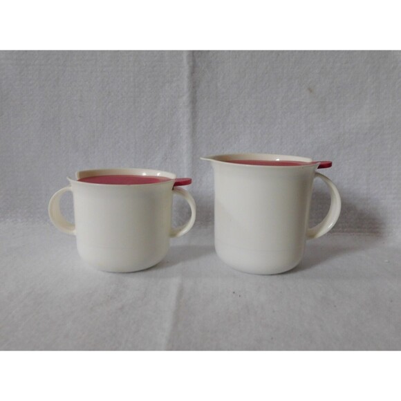 Tupperware | Kitchen | Tupperware Sugar Creamer Set White With Pink ...